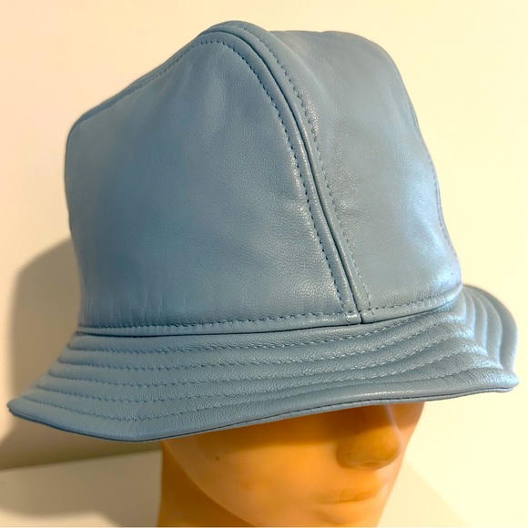 Vecceli Italy | Accessories | Powder Blue 0 Leather Bucket Hat | Poshmark